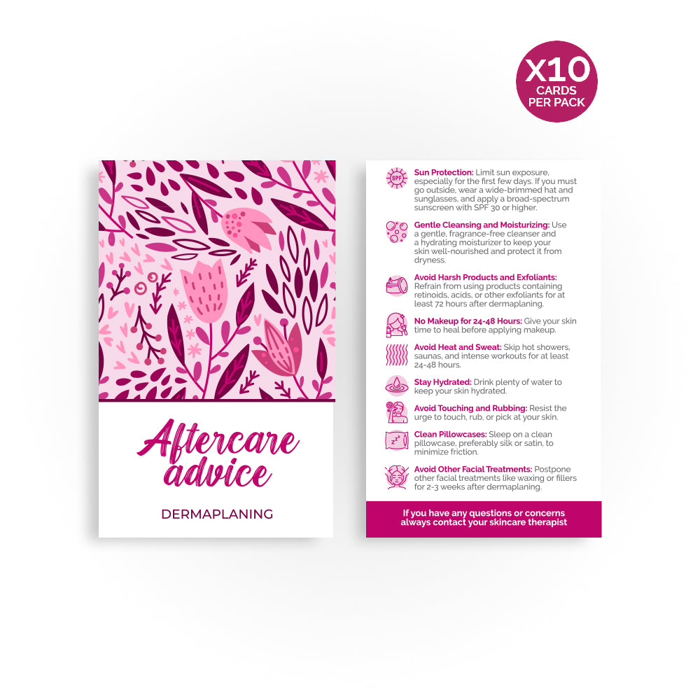 Aftercare Advice Cards | Dermaplaning – i-Spa