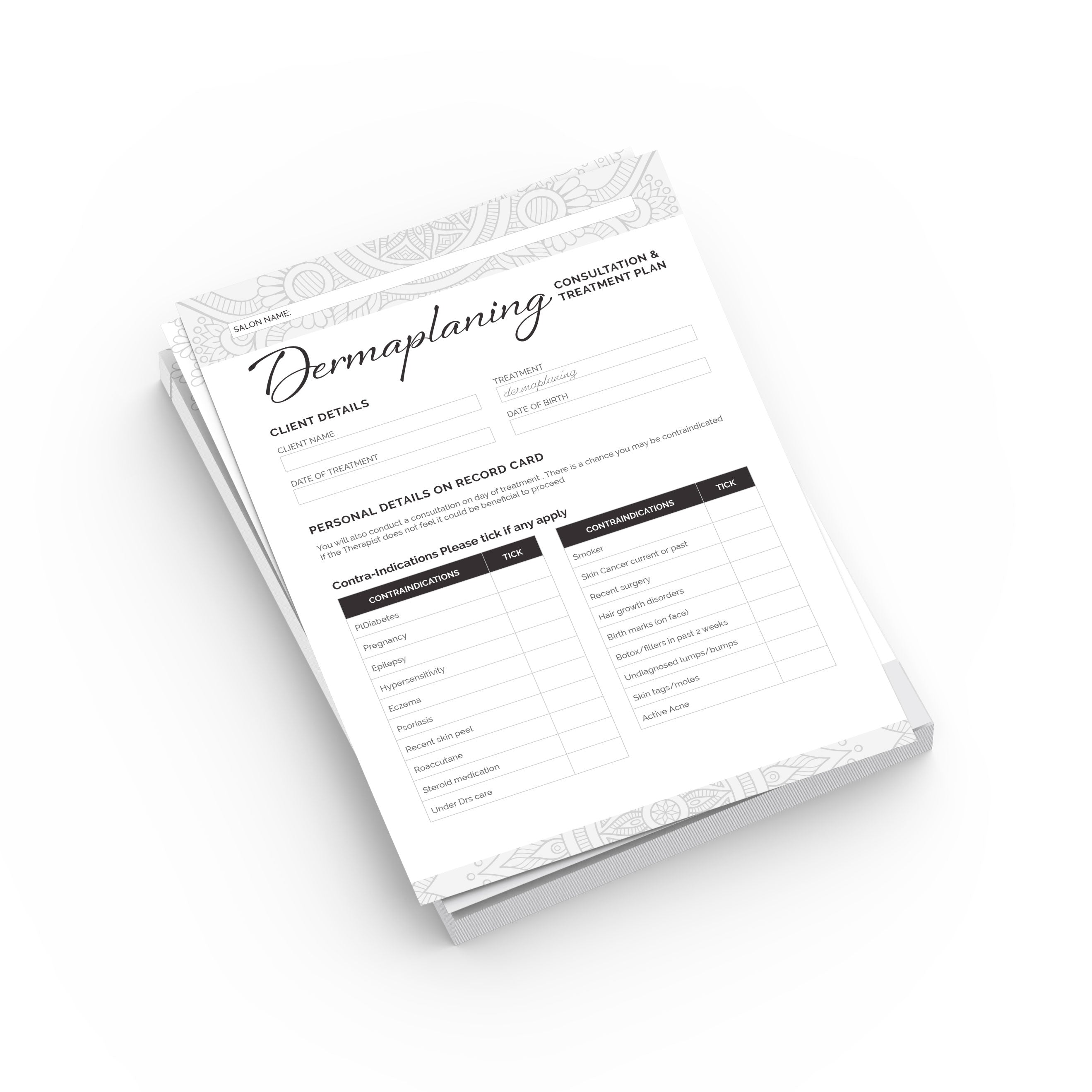 Dermaplaning Consultation & Treatment Cards – i-Spa