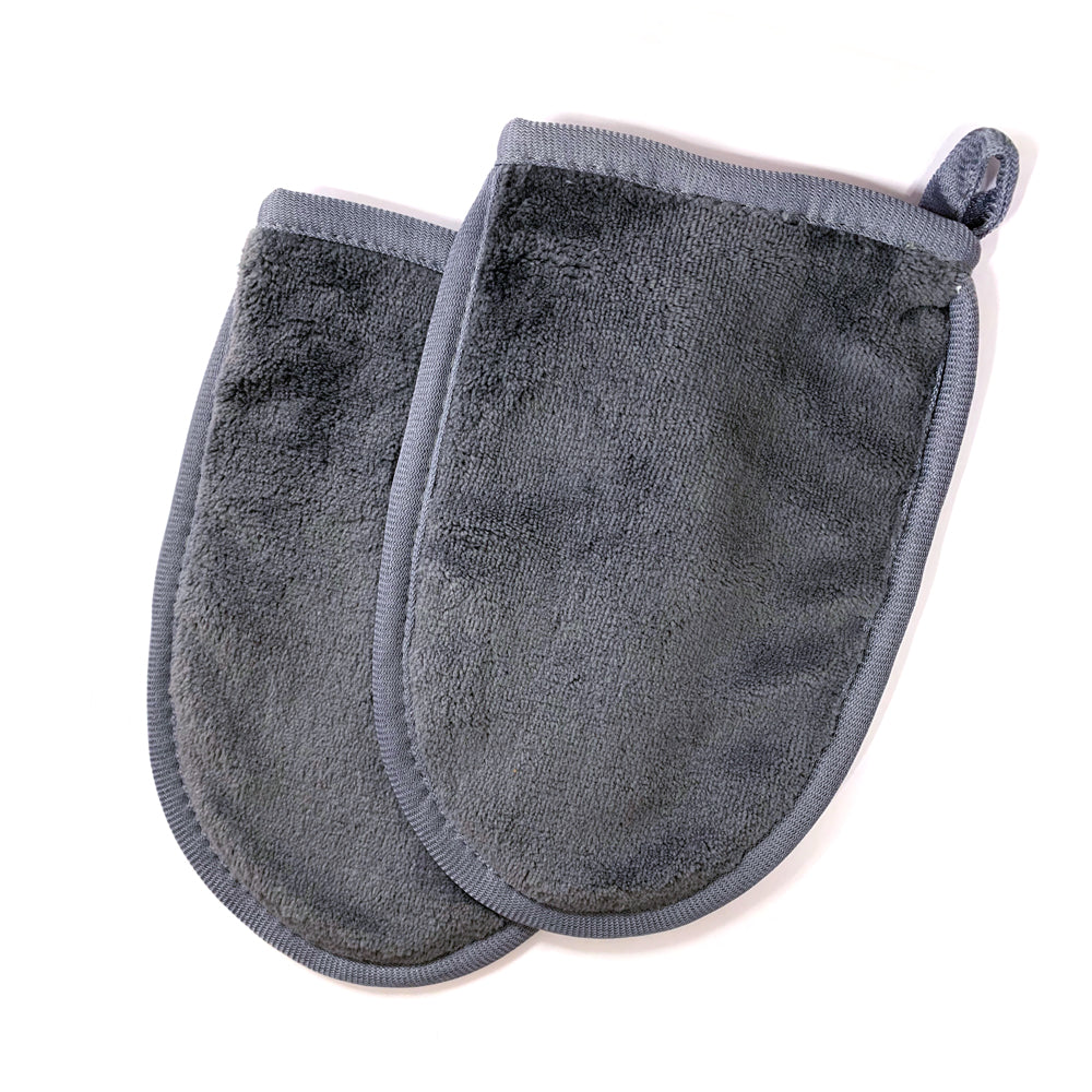 Microfiber Deluxe Facial Mittens Pair | Grey – i-Spa