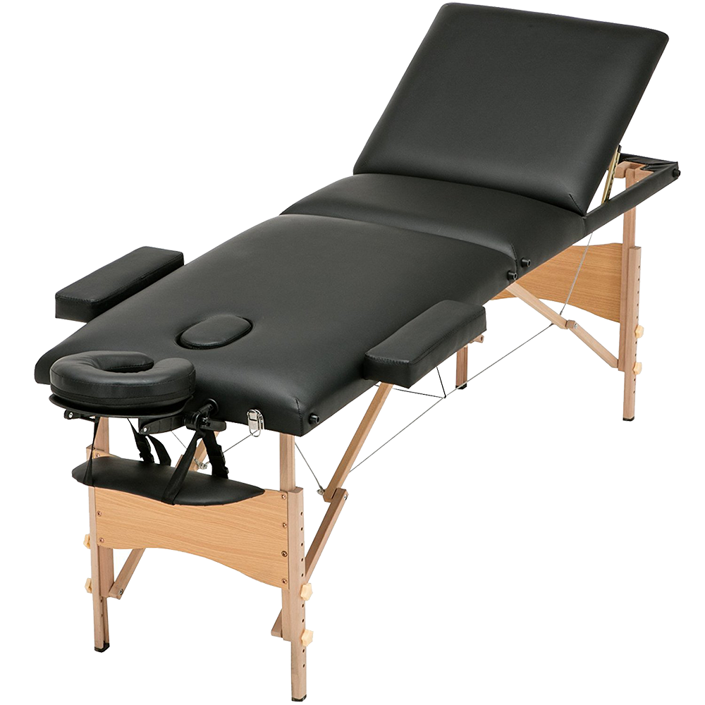 Portable massage bed | back-lift function | Black | White – i-Spa
