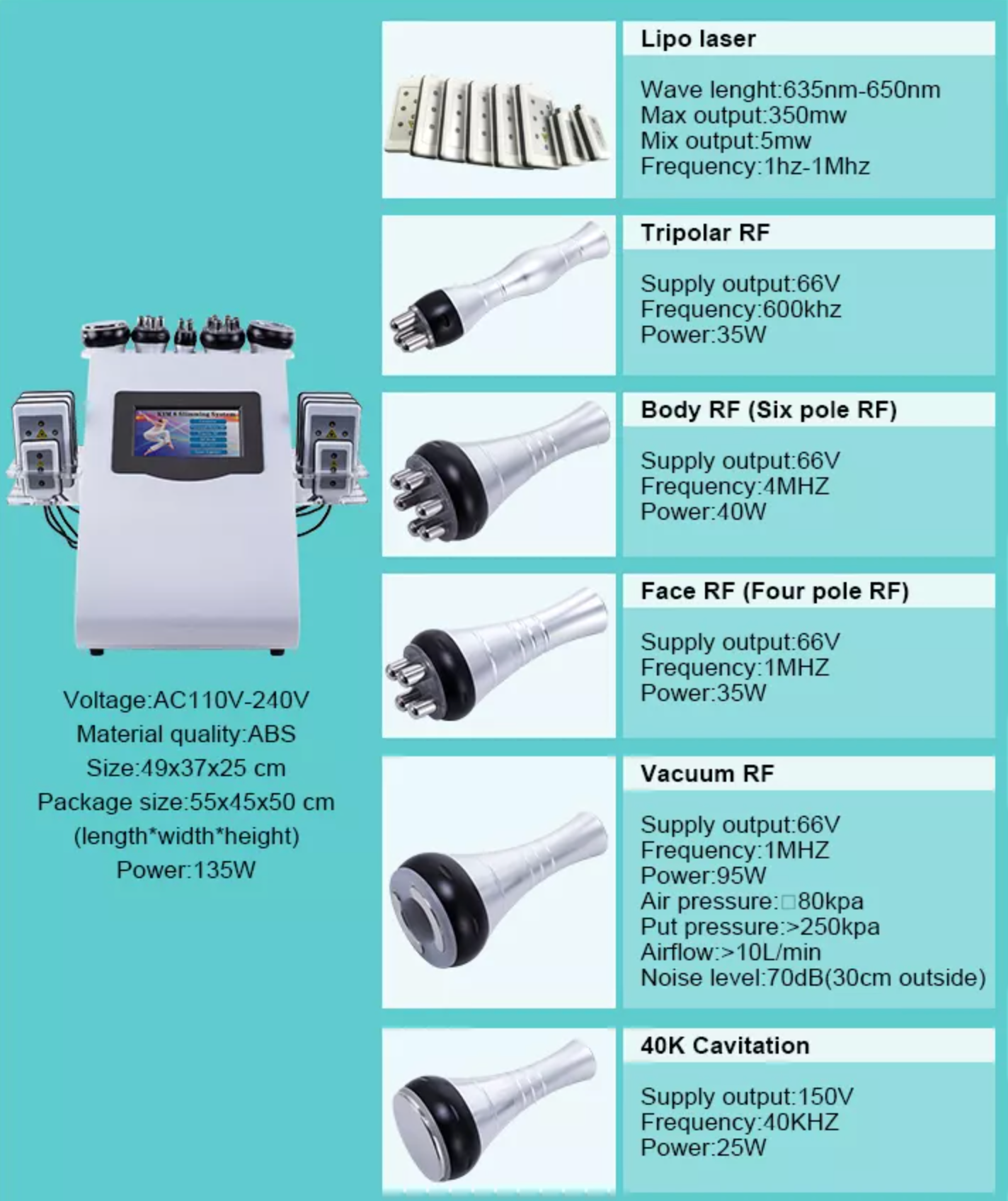 6 in 1 Slimming Lipolaser Cavitation Machine – i-Spa