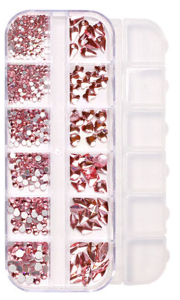 Pink Crystals 12 Grit Nail Art set – i-Spa
