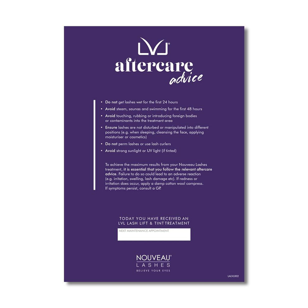 Nouveau Lashes | LVL Aftercare Cards – i-Spa
